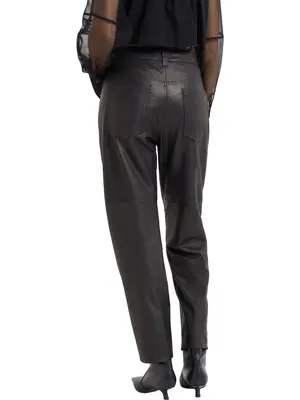 Brunello Cucinelli Leather Trousers - Black