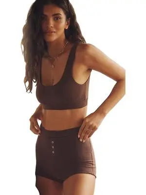 LYREBIRD The Cottoncloud Scoop-neck Bra Mocha Fudge