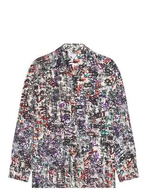 Bottega Veneta Wool Memory Print Shirt In White - Chalk & Multicolor