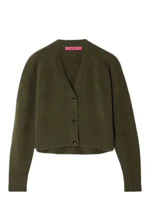 THE ELDER STATESMAN Cashmere Cropped Cardigan - Green