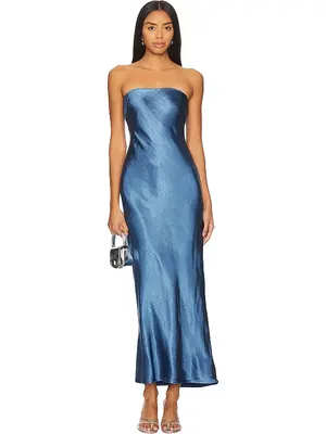 MORE TO COME Emma Strapless Maxi Dress - Navy