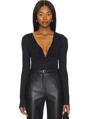 Susana Monaco V-neck Long Sleeve Top - Black