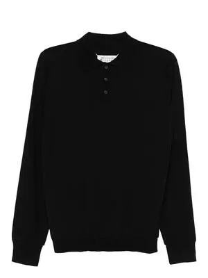 MAISON MARGIELA Fine-knit Polo Shirt - Black