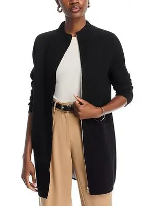 T Tahari Funnel Neck Long Coat - Black/medium