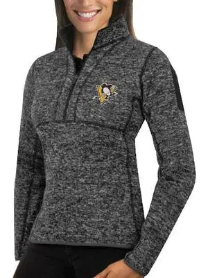 ANTIGUA Pittsburgh Penguins Fortune 1/2-zip Pullover Sweater - Charcoal