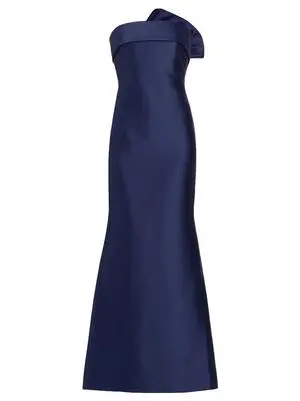 Badgley Mischka Satin Strapless Gown - Navy