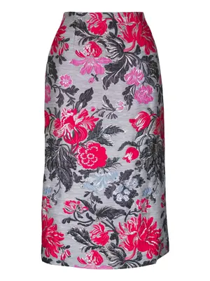 Carolina Herrera Floral-jacquard Midi Skirt - Grey
