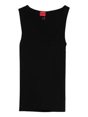 Hugo Sleeveless Asymmetric Knit Top - Black