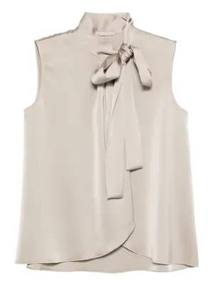 BLANCA VITA Satin Sleeveless Top - Grey
