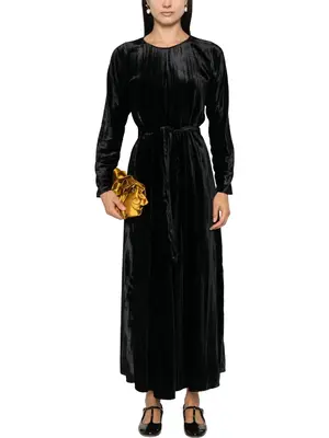 FORTE_FORTE Pleated Velvet Maxi Dress - Black