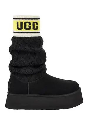 UGG Classic Sweater Letter Boots - Black