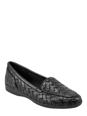 Easy Spirit Woven Apron Toe Flat - Black