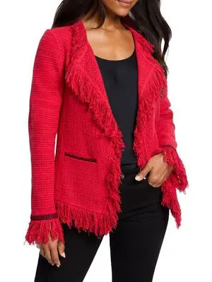 NIC+ZOE Fringe Knit Jacket Amaryllis