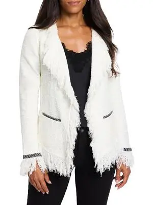 NIC+ZOE Fringe Knit Jacket - Classic Cream