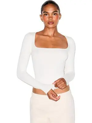 SKIMS Cotton Jersey Long Sleeve Top - Marble