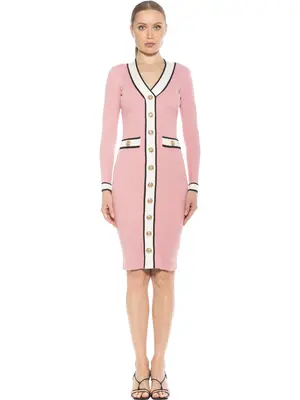 ALEXIA ADMOR ALEXIA ADMOR Janet V-Neck Knit Dress Pink