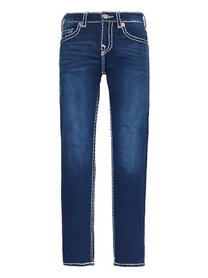 True Religion Rocco Exposed-stitching Straight-leg Jeans - Damon Dark Wash