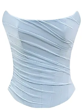 House Of Cb Hallie Strapless Stretch-woven Corset With Neck Scarf - Bluebell