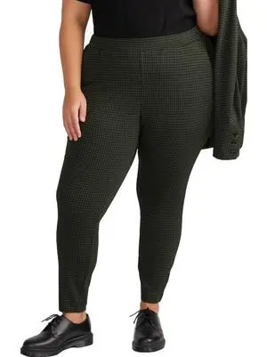 Universal Standard Universal Standard Pull-on Ponte Pants Dark Green Houndstooth