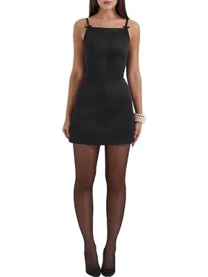 House Of Cb Satin A-line Mini Dress - Black