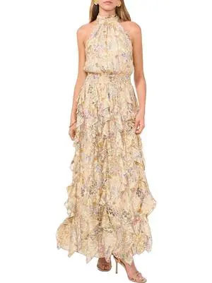 1.State Cascading Ruffle Maxi Dress - Cathay Spice
