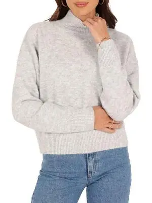 PETAL & PUP Petal & Pup Brianna Mock Neck Sweater Heather Grey