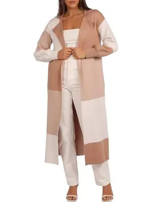 PETAL & PUP Kingston Check Long Cardigan - Beige Check