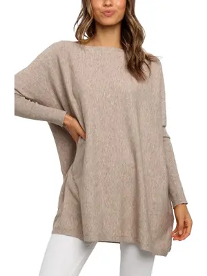 PETAL & PUP Jemma Boatneck Tunic Sweater - Beige