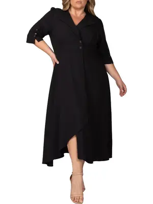 STANDARDS & PRACTICES Slit Sleeve Maxi Dress - Black