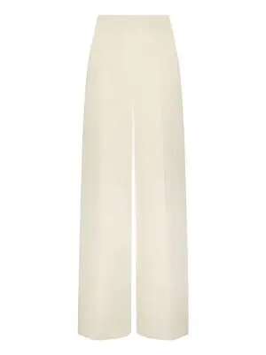 Lela Rose Washed Satin Wide Leg Pants - White