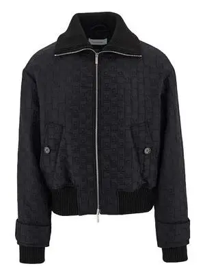 FERRAGAMO Blouson In Monogram Nylon - Black