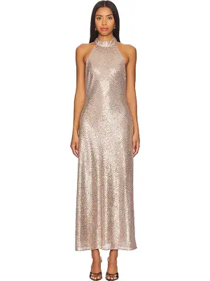 Rixo Zuri Metallic Dress - Embellished Gold