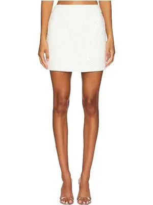 MILLY Beaded Tweed Mini Skirt - White
