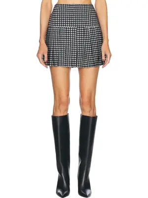 Norma Kamali Pleated Mini Skirt - Large Houndstooth