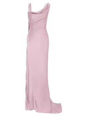 MARMAR HALIM Button-detail Silk Satin Gown - Pink