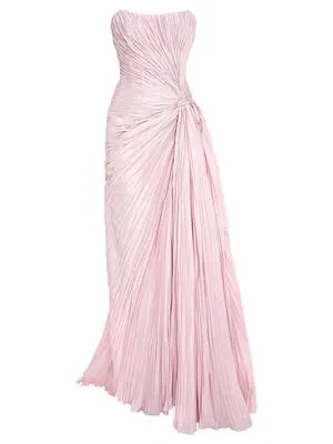 MARMAR HALIM Hand-Pleated Silk Gown Pink