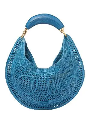 Chloé Chloé Raffia And Leather Hobo Bag Blue