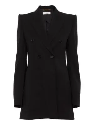 CHLOÉ Double-Breasted Grain De Poudre Wool Blazer