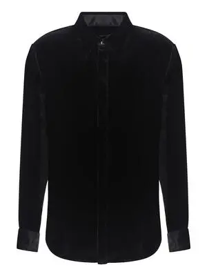 Giorgio Armani Slim-fit Velvet Shirt - Black