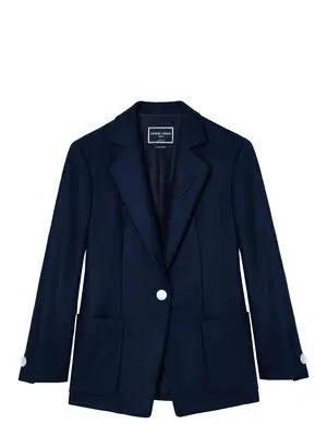 Giorgio Armani Single-breasted Jacket In Cashmere Flannel - Blue