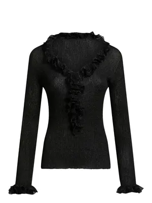 Etro Metallic Ruffled Jumper - Black