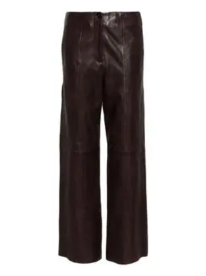 FORTE_FORTE Leather Straight-leg Trousers - Brown