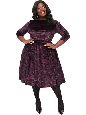 Unique Vintage Unique Vintage Plus Size Devon Swing Dress Eggplant
