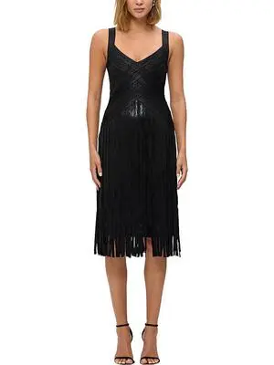 Herve Leger Herve Leger Metallic Mischa Dress Black Foil