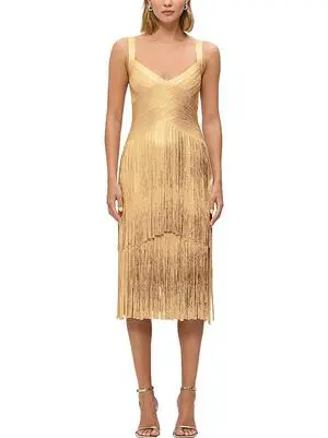 Herve Leger Metallic Mischa Dress - Gold Foil