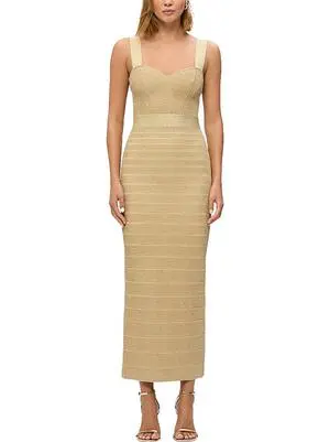 Herve Leger Metallic Eva Gown - Met Gold