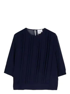 EDWARD ACHOUR PARIS Pleat-detailed Blouse - Blue