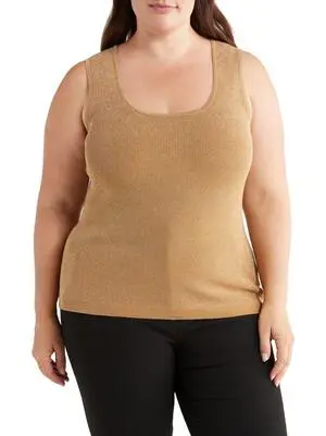 TAHARI ASL Tahari ASL Metallic Sweater Tank Camel Gold