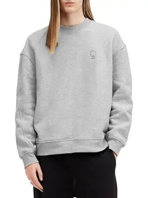 ALLSAINTS AllSaints Haven Embroidered Logo Sweatshirt Grey Marl
