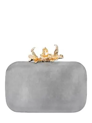 OLGA BERG Adele Orchid Lock Frame Clutch Black